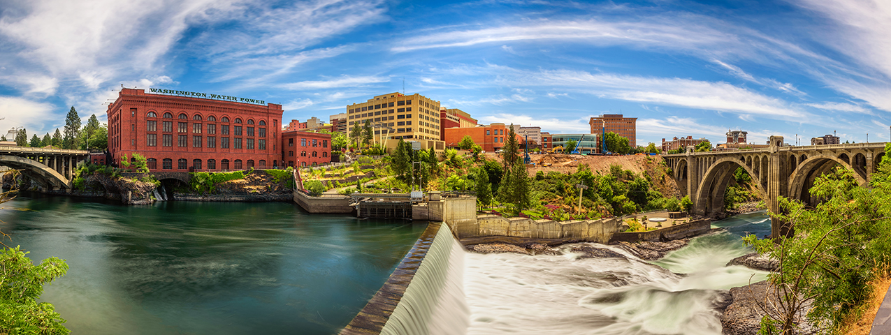 Washington Water Power building and the Monroe Street Bridge along the ...